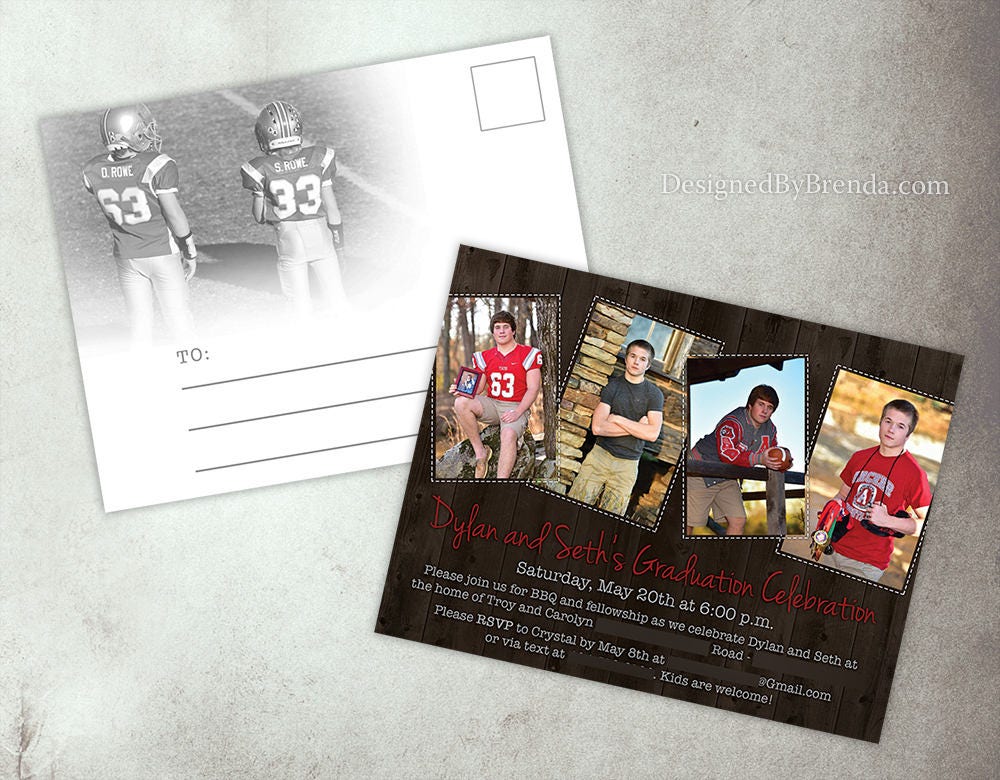 Custom Graduation Party Invitations with 4 Pictures Rustic | Etsy
