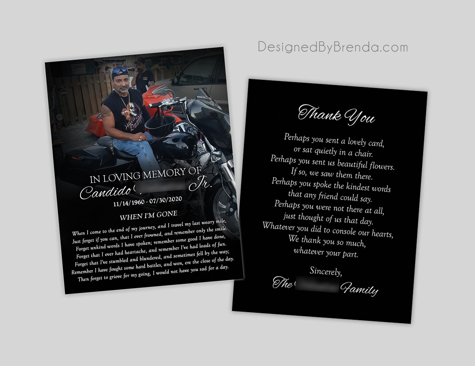 Unique Memorial Card With Photo Custom Thank You Postcard or - Etsy