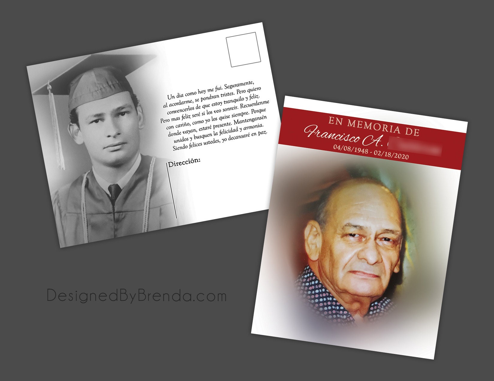 Custom Memorial Cards in Spanish English or Any Other - Etsy