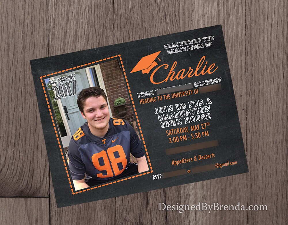 Chalkboard Style Graduation Announcement Invitation Postcard W/ Photo ...