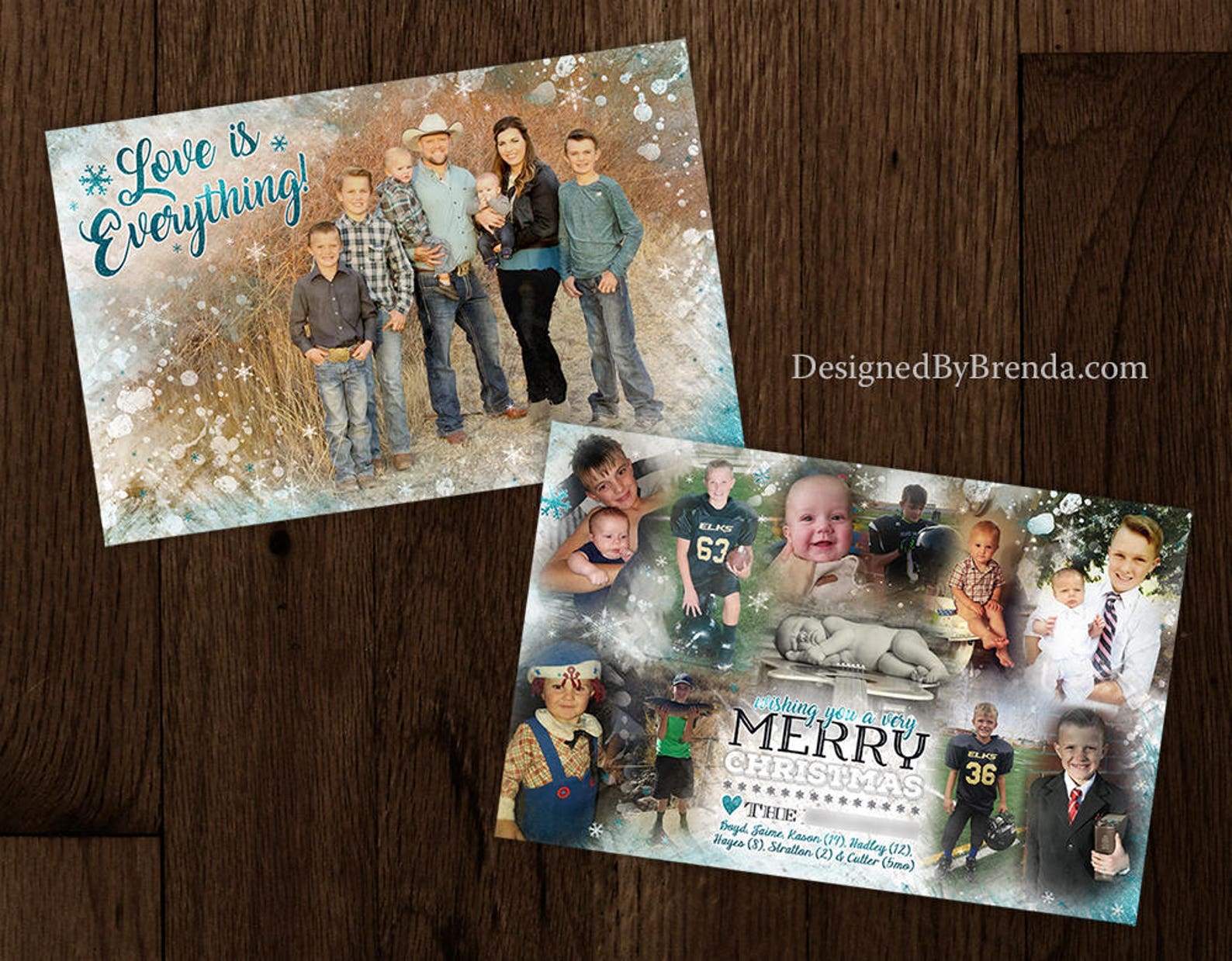 Large Christmas Card With Custom Blended Photo Collage With - Etsy