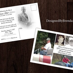 Personalized Memorial Cards - Funeral Thank You Note or Postcard With ...