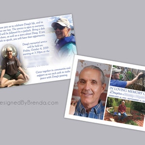 Personalized Memorial Cards - Funeral Thank You Note or Postcard With ...