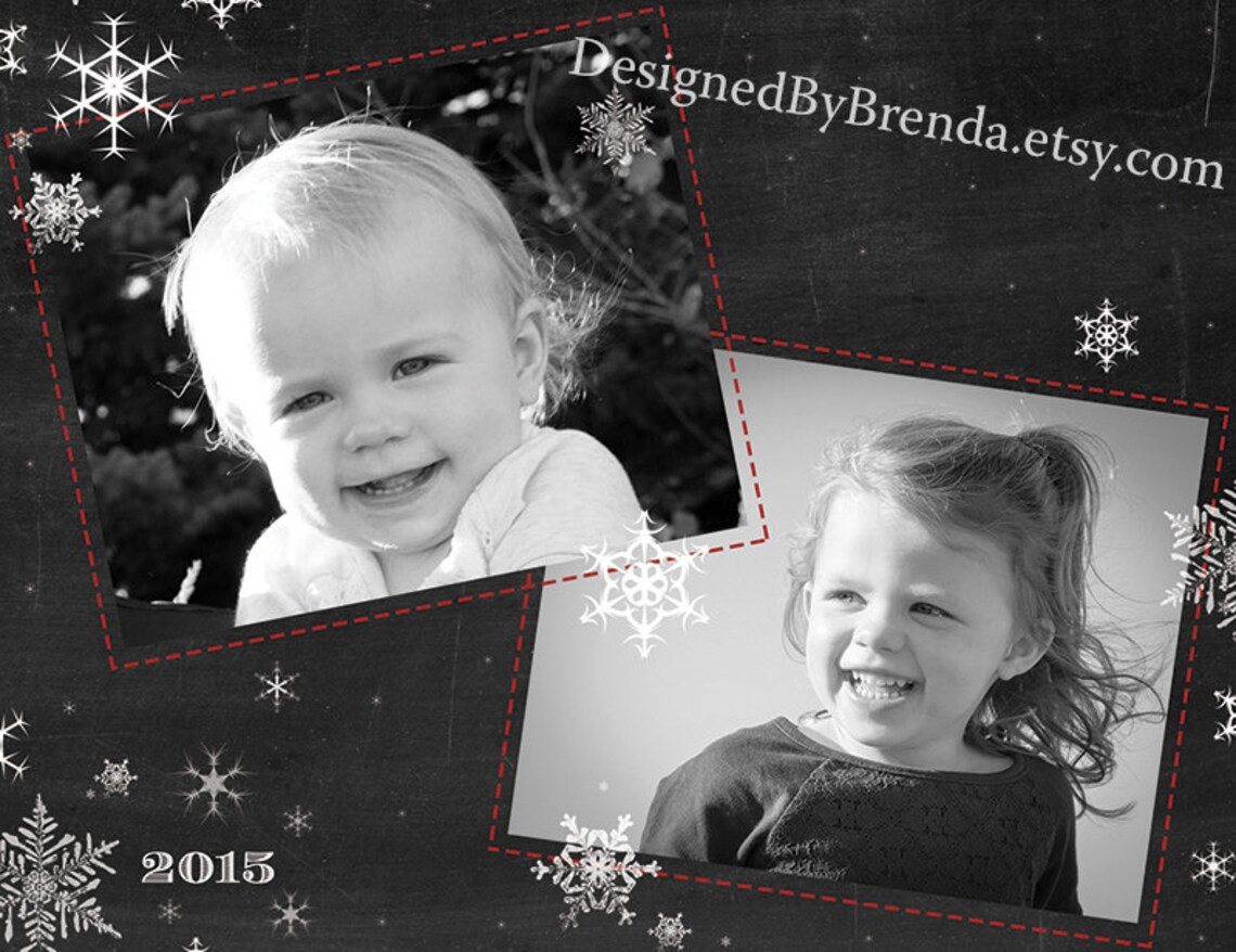 Double Sided Christmas Card With Family Photos - Two Pictures on Back ...