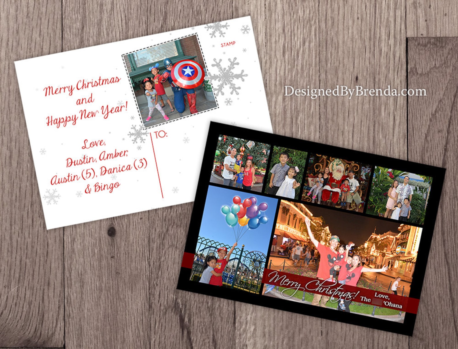 Double Sided Christmas Card With Photo on Back - Colors Can Match Your ...
