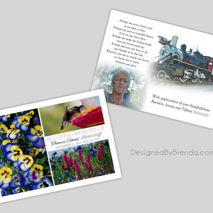 Personalized Memorial Cards - Funeral Thank You Note or Postcard With ...