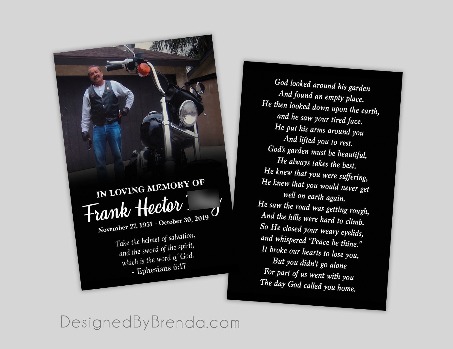 Unique Memorial Card With Photo Custom Thank You Postcard or - Etsy