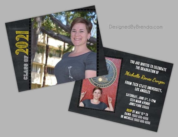Double Sided Graduation Invitation Announcements w/ Photos on | Etsy