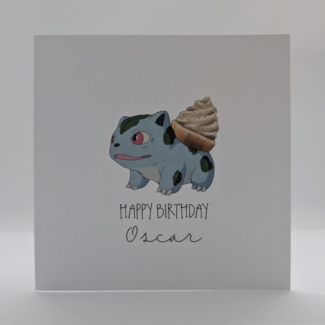 Birthday Card Personalised (bulbasaur Pokemon) - Etsy UK