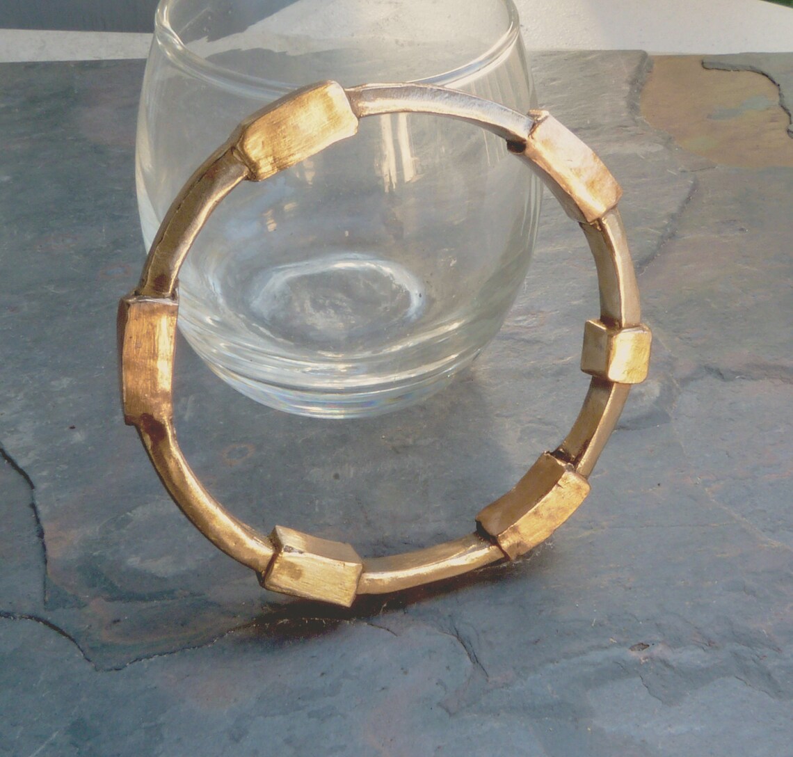 Asymmetrical Bronze Viking Bangle Bracelet in Gold and Rose - Etsy