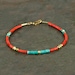 Genuine Red Coral and Blue Turquoise Heishi Bracelet With 14K Gold Fill ...