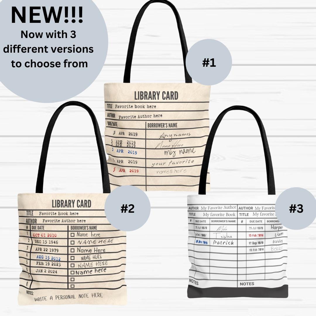 Personalized Library Card Tote, Author Gift, Gift for Librarian, Custom ...