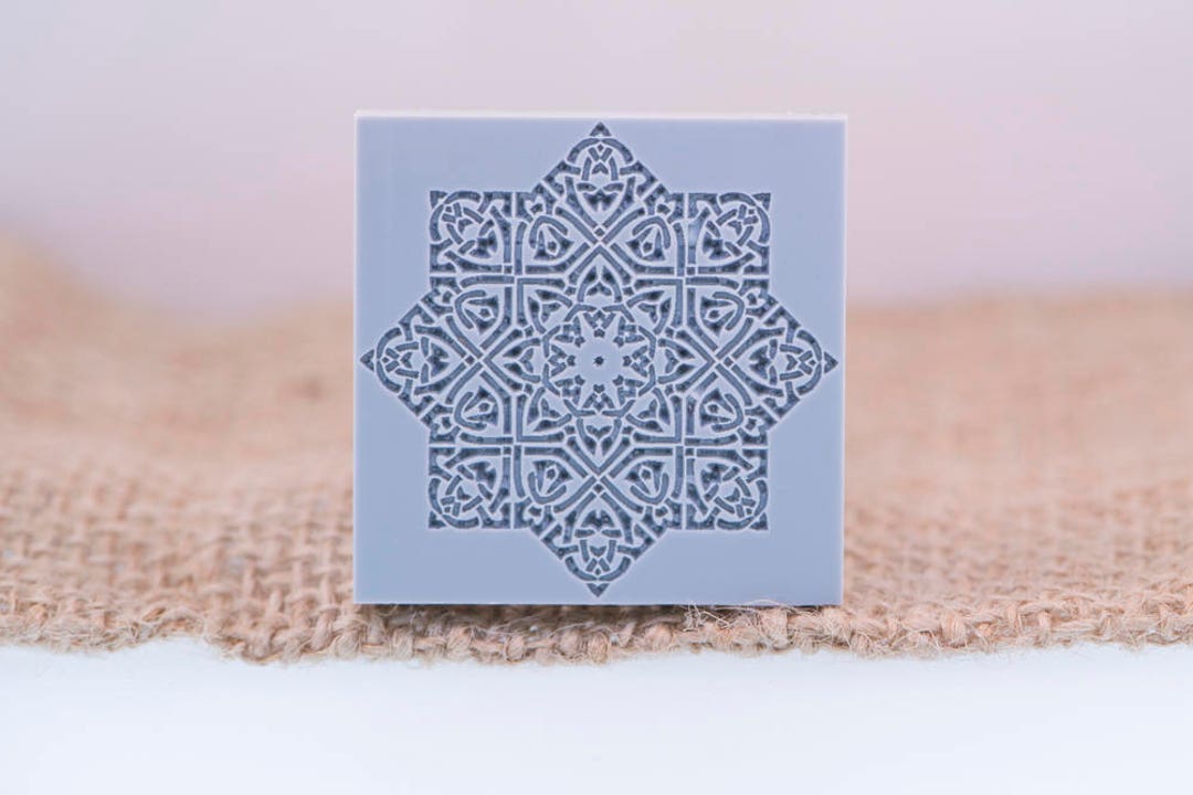 Textile - Mandala Texture Stamp 38 X38 Mm / 1 1/2" X 1 1/2" for PMC ...