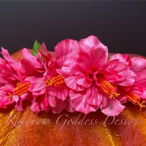 Pink Hibiscus Flower Crown, Tropical Headdress, Hawaiian Flower Crown ...