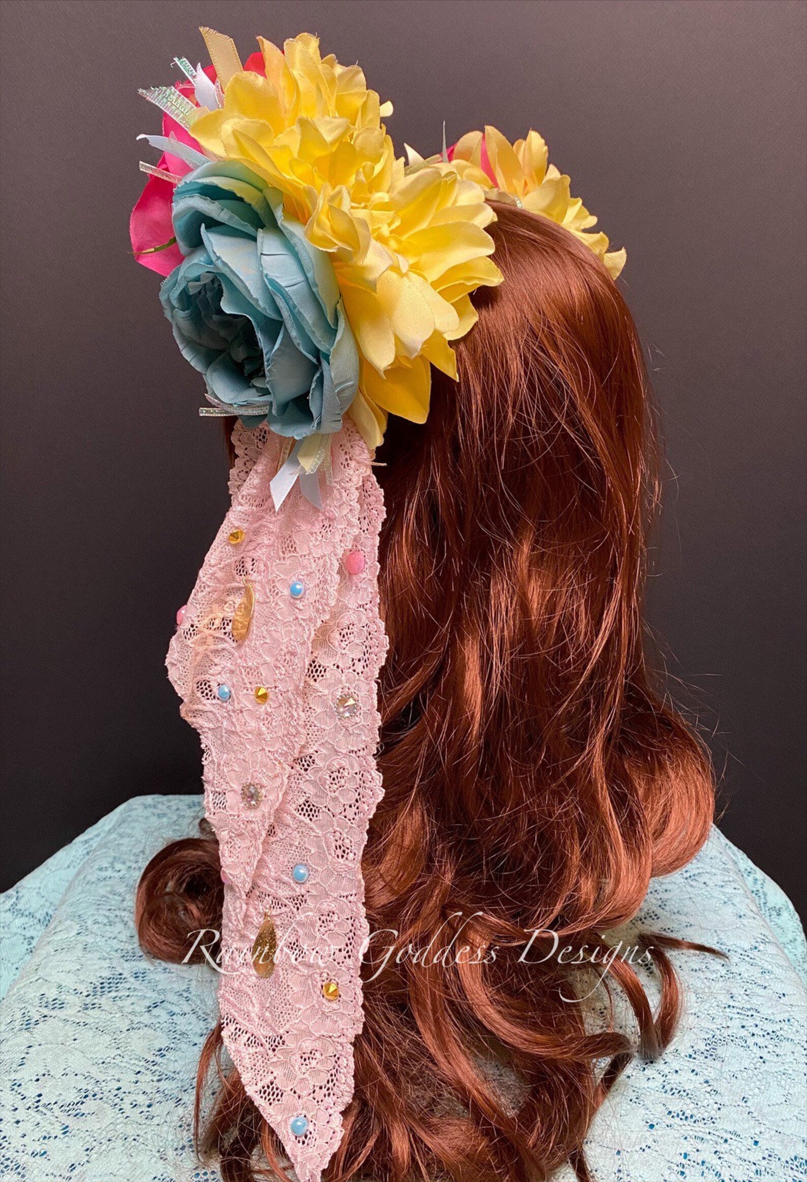 Pastel Flower Headband Flower Headdress Rose Headdress - Etsy
