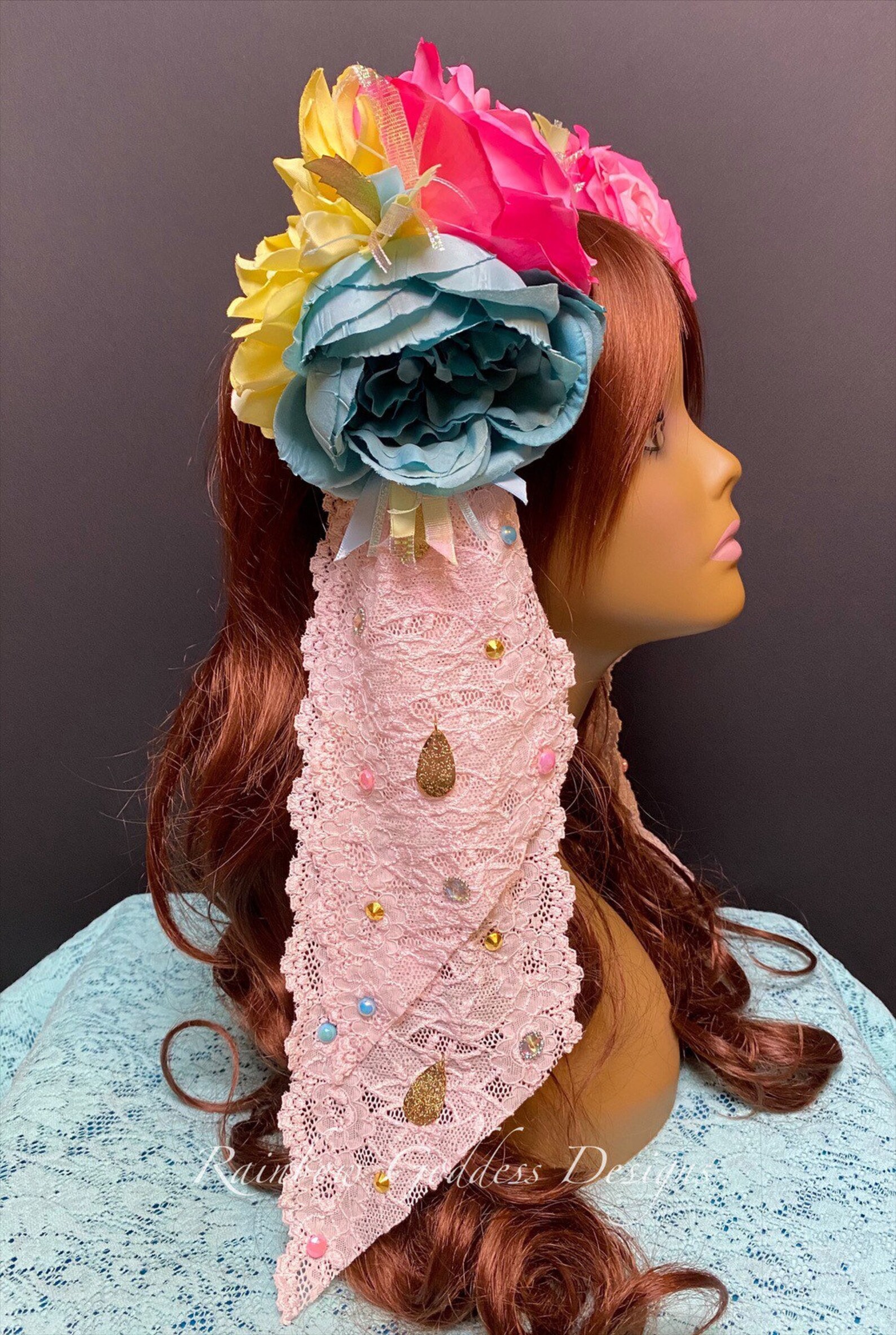 Pastel Flower Headband Flower Headdress Rose Headdress - Etsy