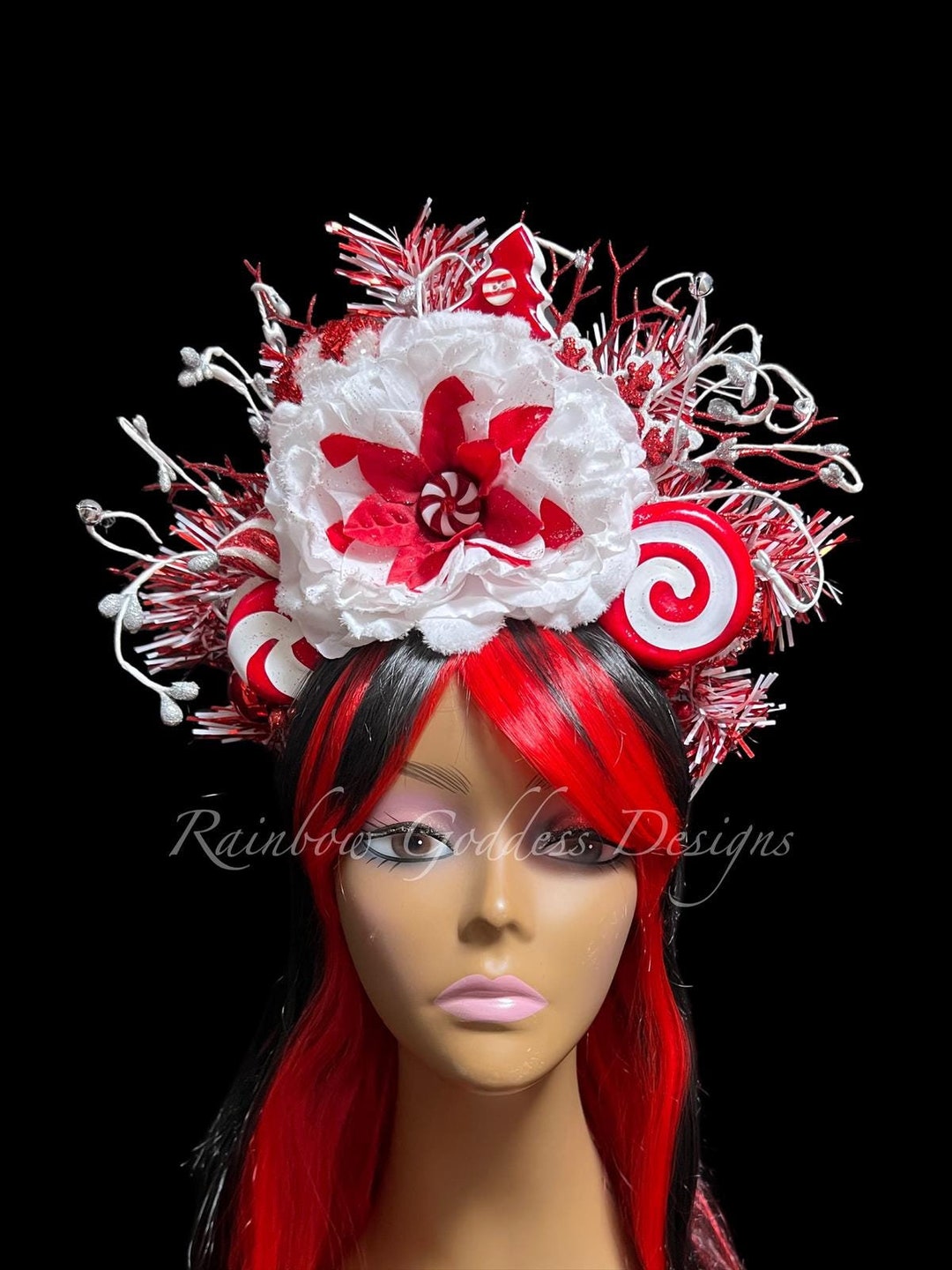 Red and White Peppermint Fairy Headdress, Christmas Festive Headpiece ...