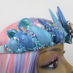Blue & Pink Mermaid Crown, Mermaid Headband, Mermaid Headdress, Shell ...