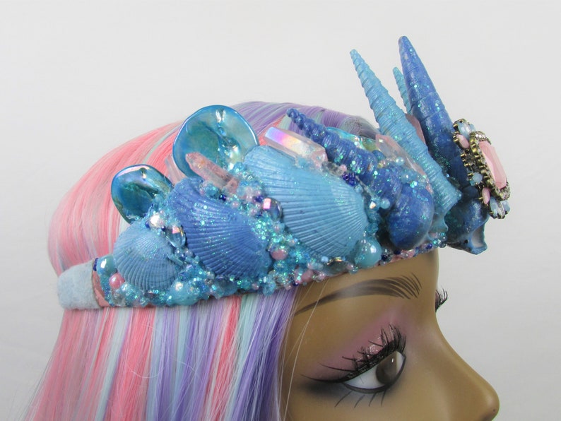 Blue & Pink Mermaid Crown, Mermaid Headband, Mermaid Headdress, Shell ...