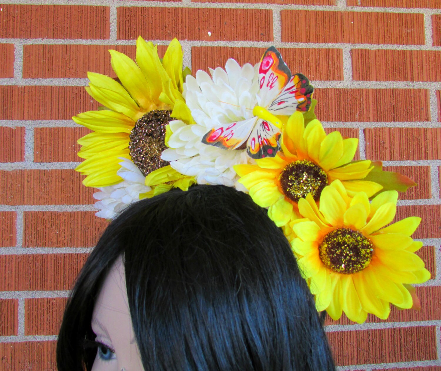 Sunflower Crown, Floral Crown, Flower Crown Headband, Flower Head ...