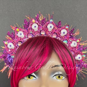 Fuchsia Mermaid Filigree Tiara, Pink Iridescent Sea Goddess Headpiece ...