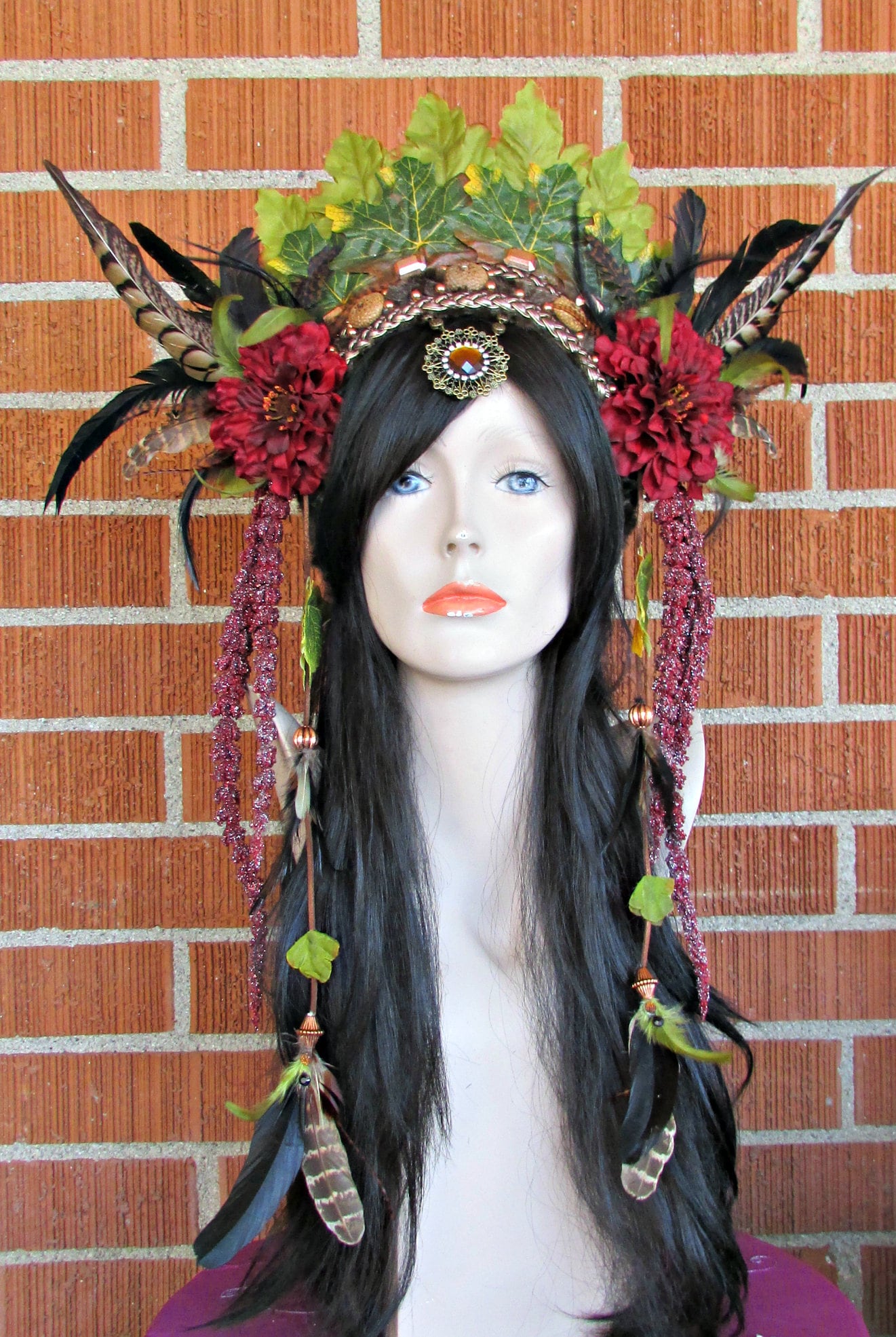 Forest Goddess Headdress, Feather Headdress, Flower Headdress, Woodland ...