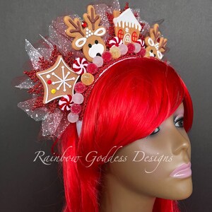 Reindeer Gingerbread Headdress, Peppermint Christmas Headband, Candy ...