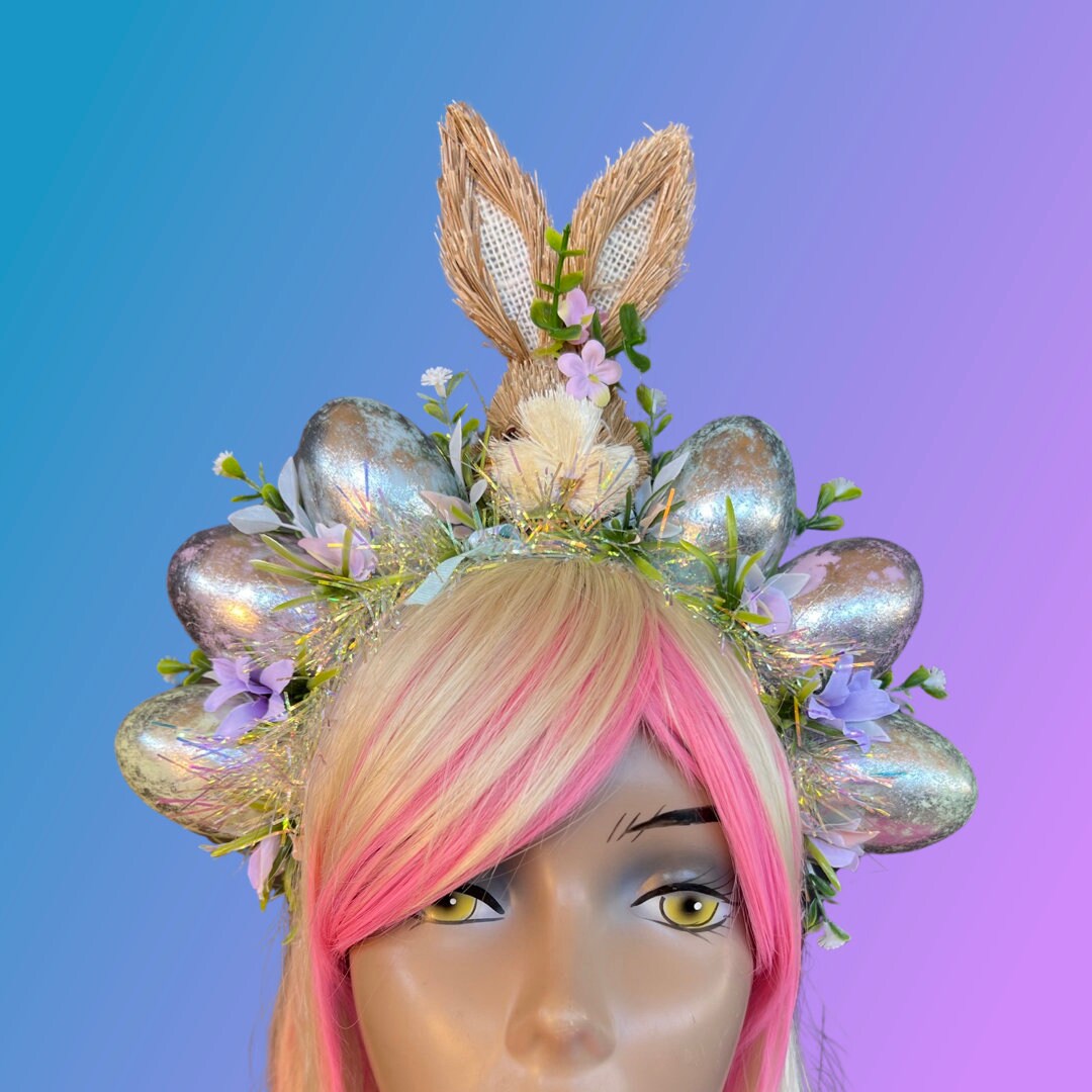 Easter Bunny Headband, Easter Egg Crown, Spring Flower Crown, Floral ...