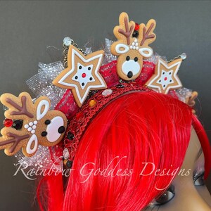 Reindeer Gingerbread Cookie Headdress, Peppermint Christmas Headband ...