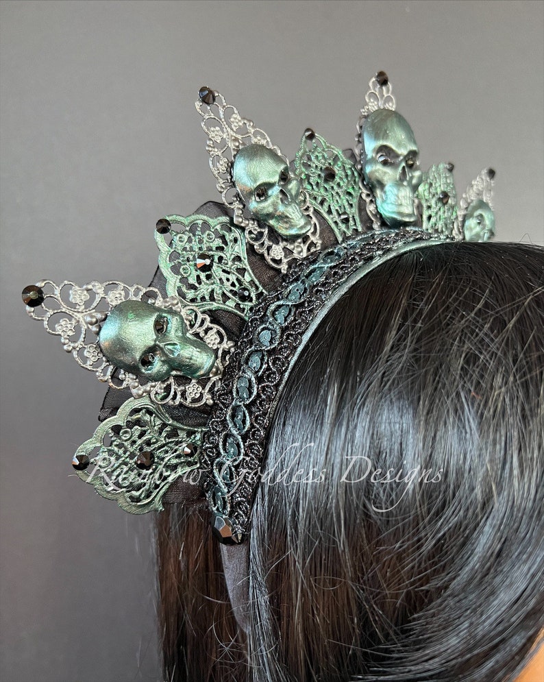 Green Gothic Crown Metal Crown Gothic Tiara Filigree Crown - Etsy