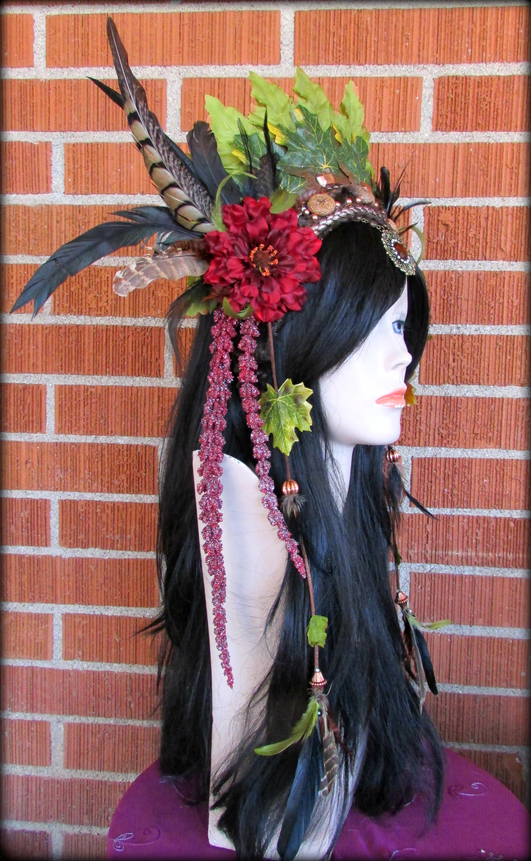 Forest Goddess Headdress, Feather Headdress, Flower Headdress, Woodland ...