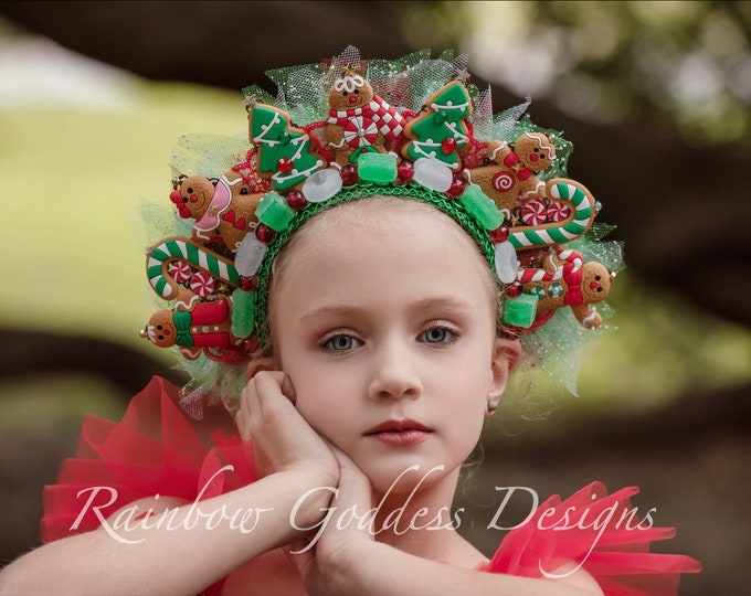 Gingerbread Candy Cane Wonderland Headdress, Christmas Headband ...
