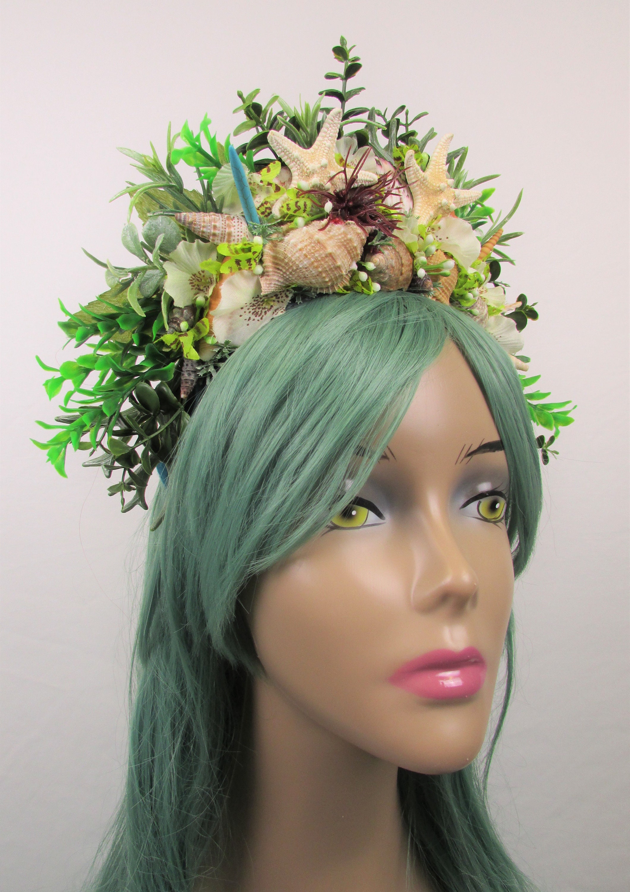 Green Mermaid Crown, Mermaid Headband, Mermaid Headdress, Shell Crown ...
