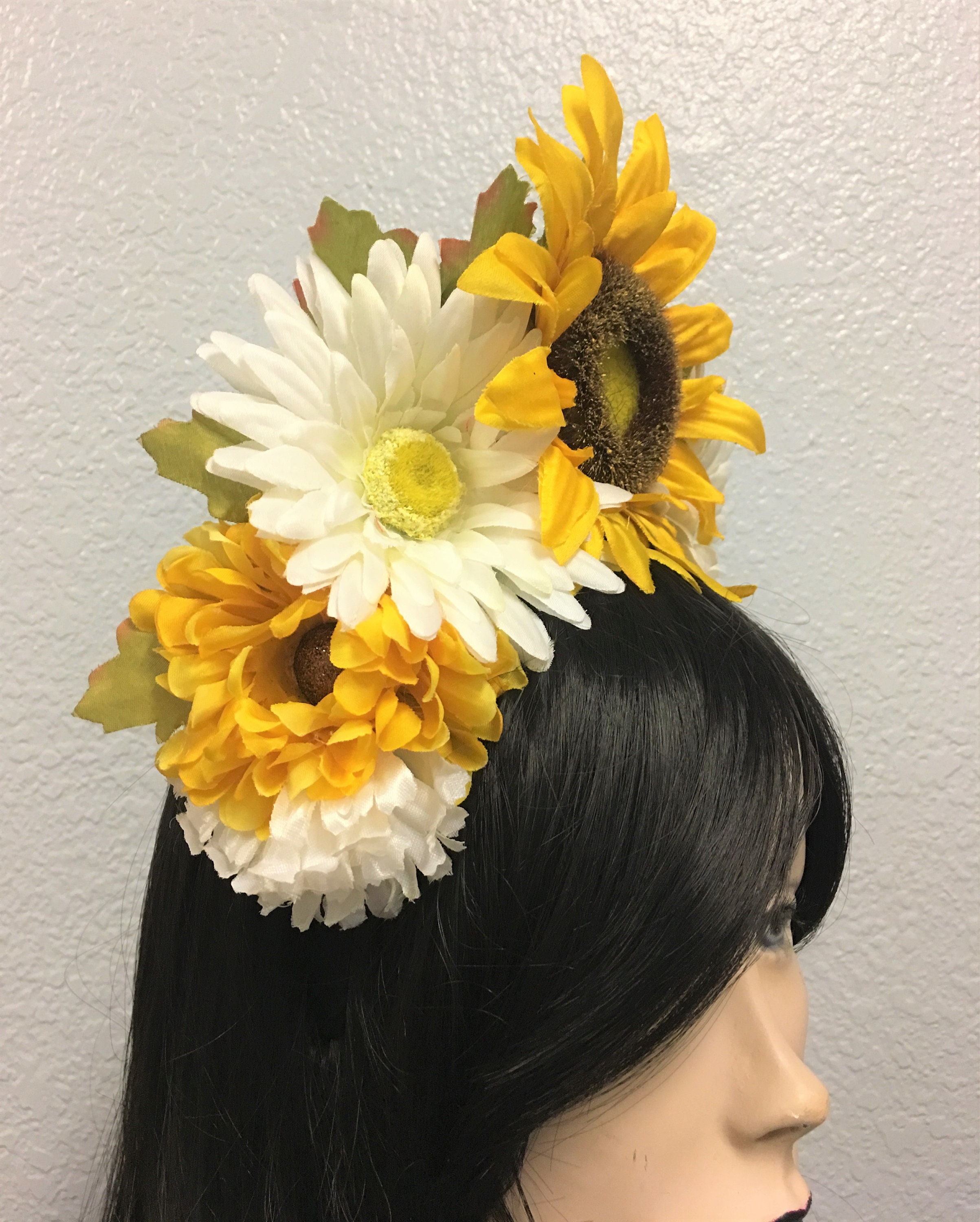 Sunflower Crown, Floral Crown, Flower Crown Headband, Flower Head ...