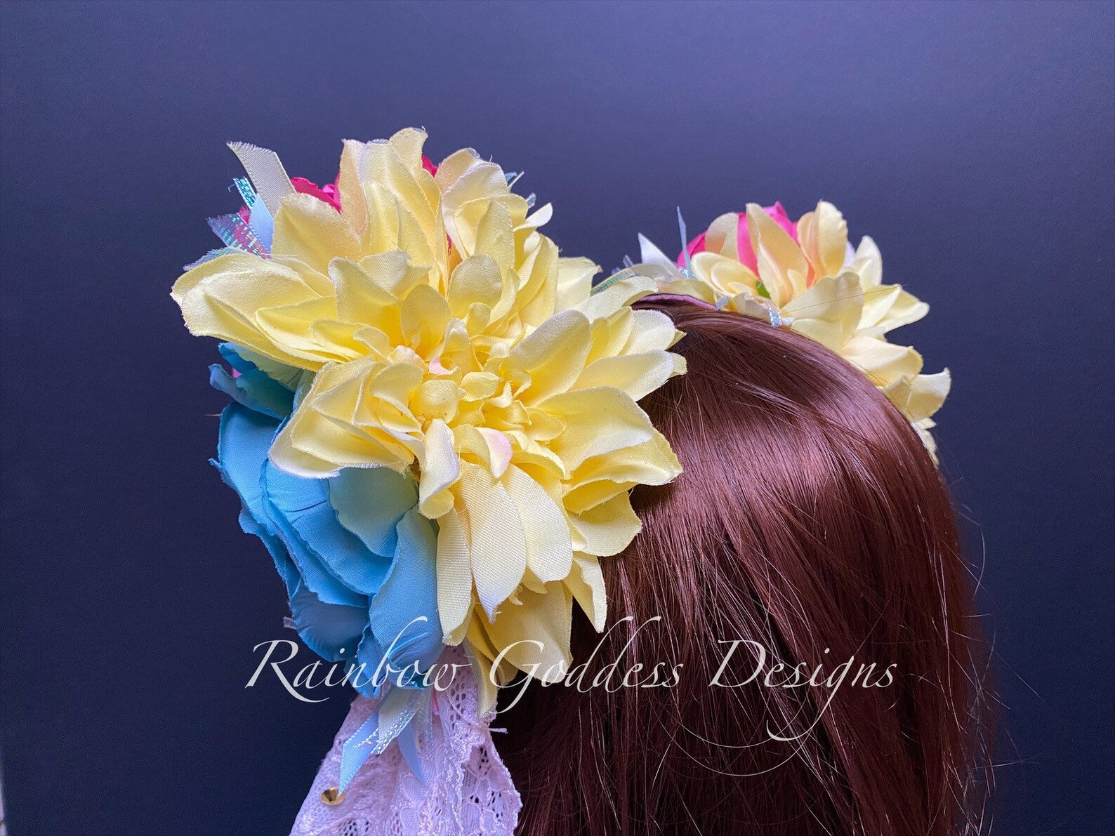 Pastel Flower Headband Flower Headdress Rose Headdress - Etsy