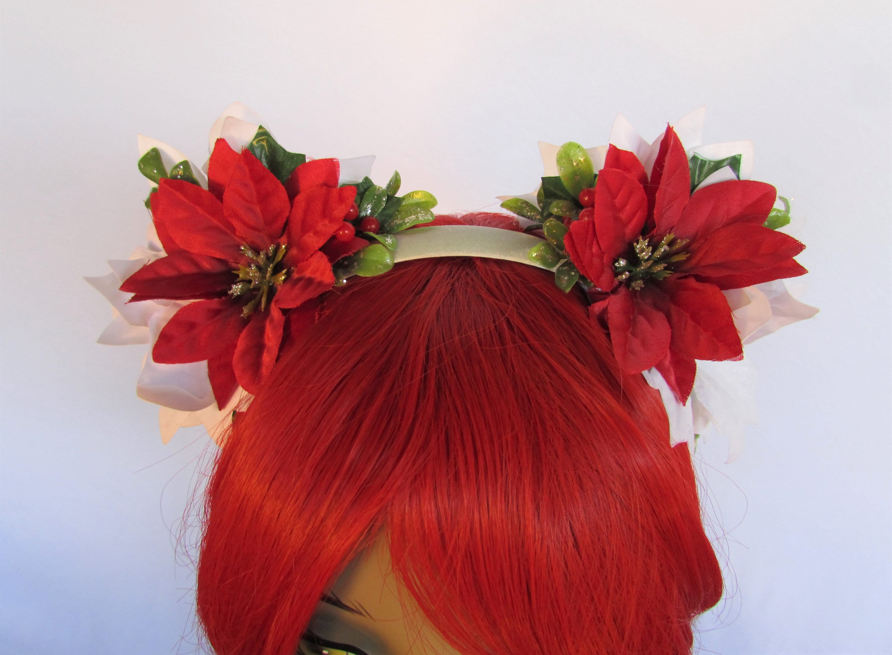 Poinsettia Headband, Christmas Flower Crown, Holiday Headband, Winter ...