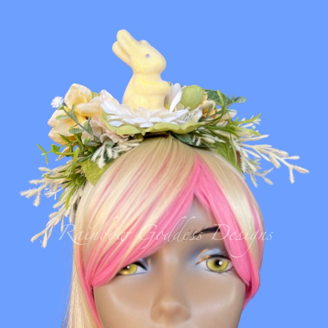 Easter Yellow & Green Headband, Easter Rabbit Fascinator, Bunny Flower ...