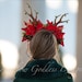 Red Pink Green Poinsettia Horned Headdress, Fawn Holiday Headpiece ...