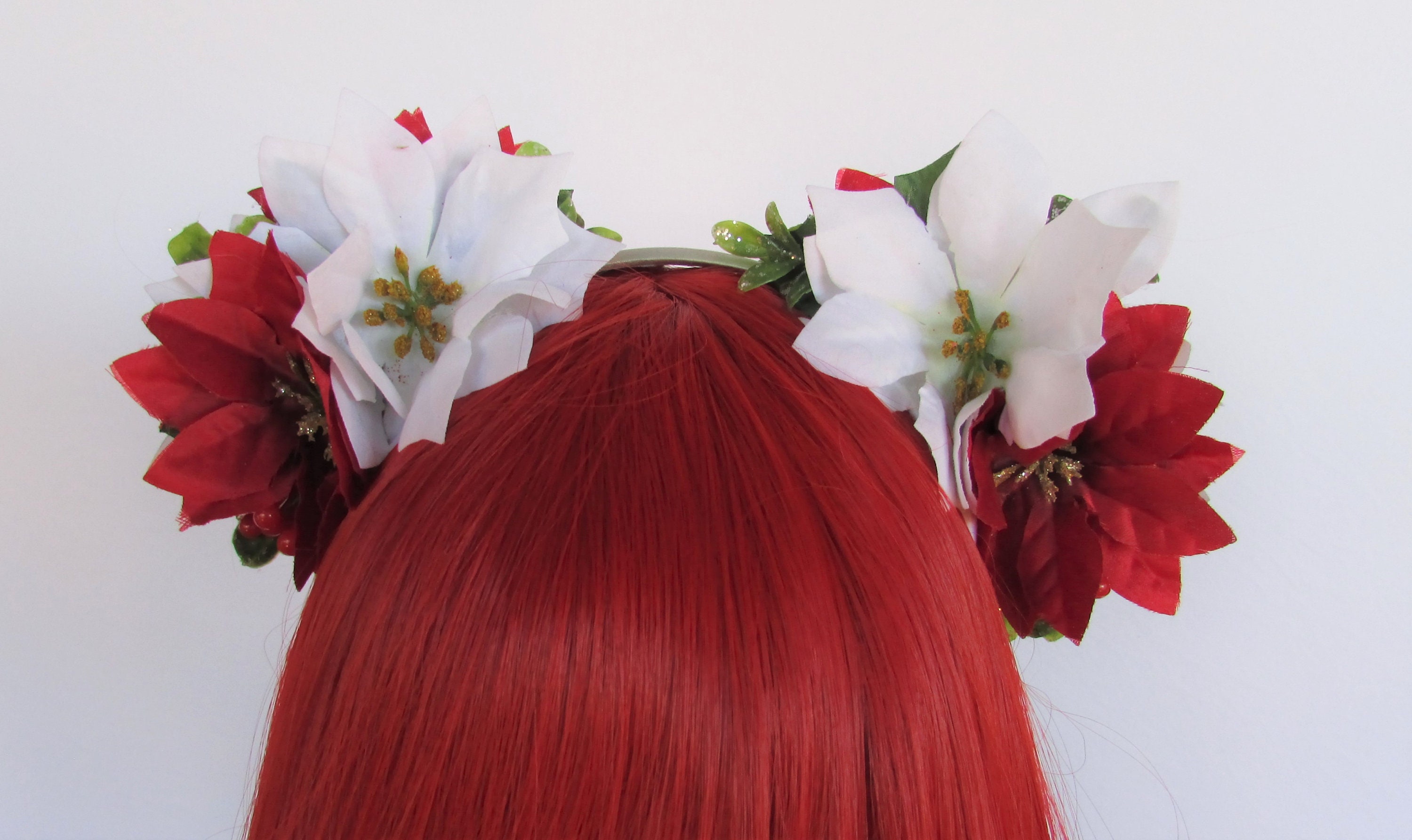 Poinsettia Headband, Christmas Flower Crown, Holiday Headband, Winter ...