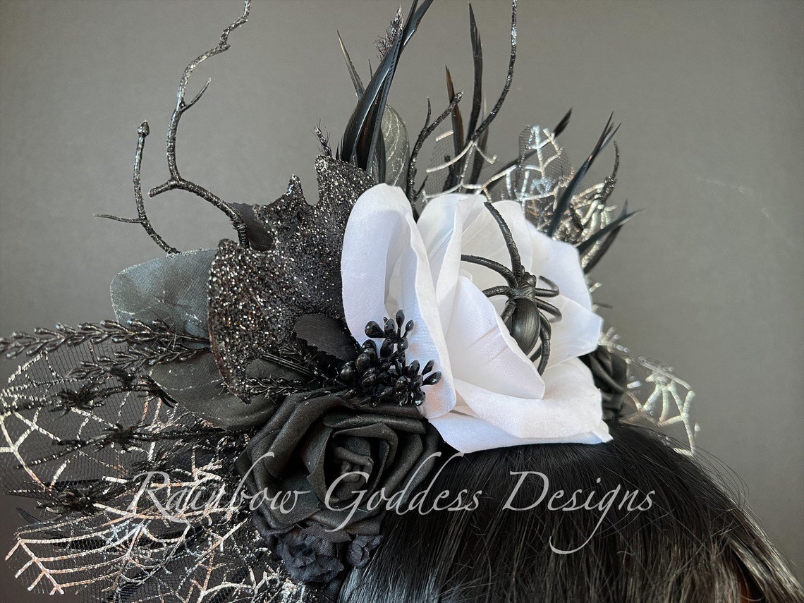 White & Black Halloween Gothic Headpiece Bat Headpiece - Etsy