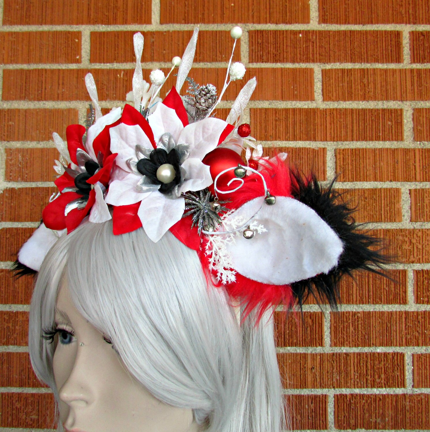 Chistmas Headdress, Christmas Headband, Fox Ear Headband, Christmas Fox ...