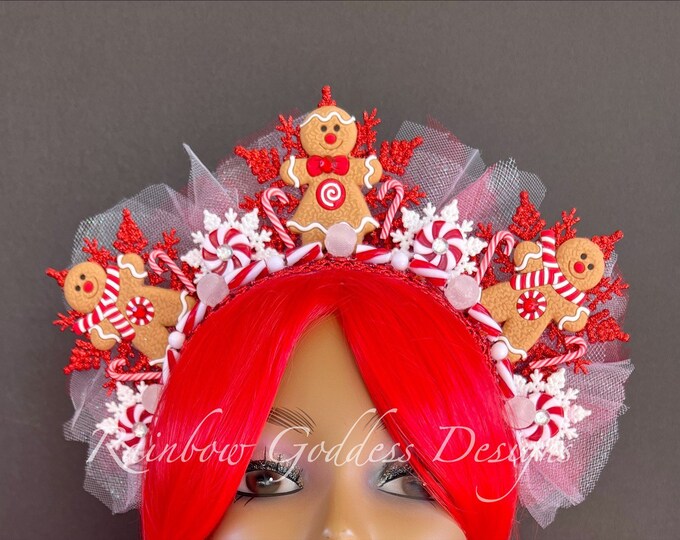 Peppermint Gingerbread Headdress, Candy Cane Christmas Headband ...