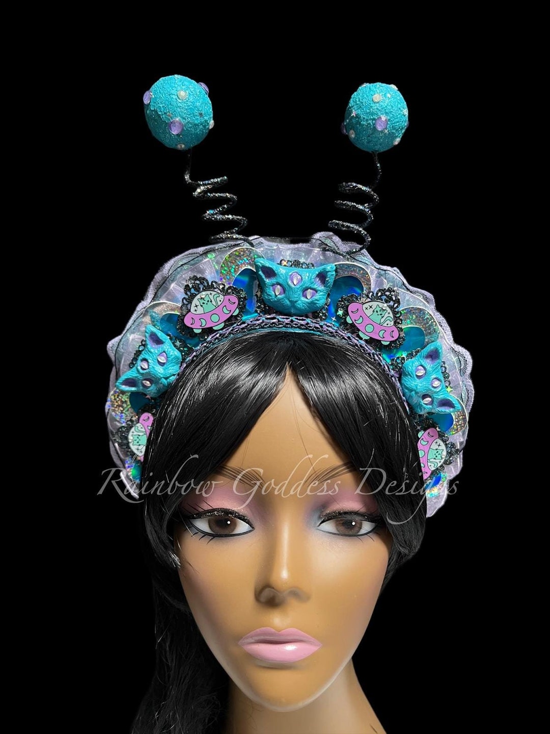 Alien Holographic Space Cat Crown, Glow in the Dark Headpiece, Space ...