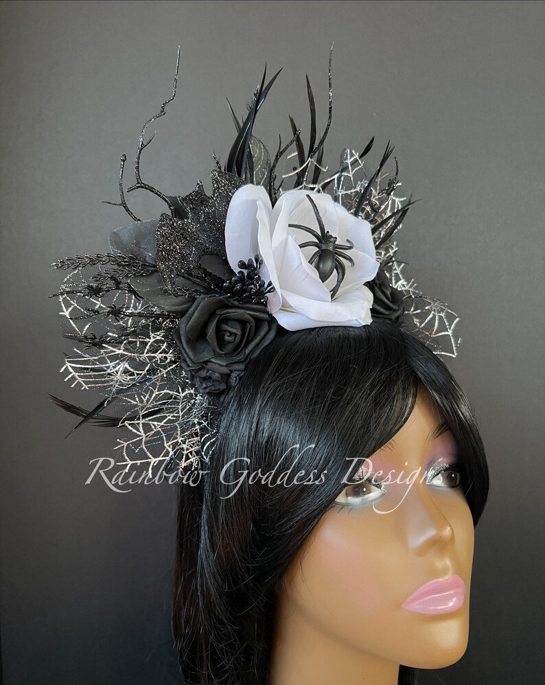 White & Black Halloween Gothic Headpiece Bat Headpiece - Etsy