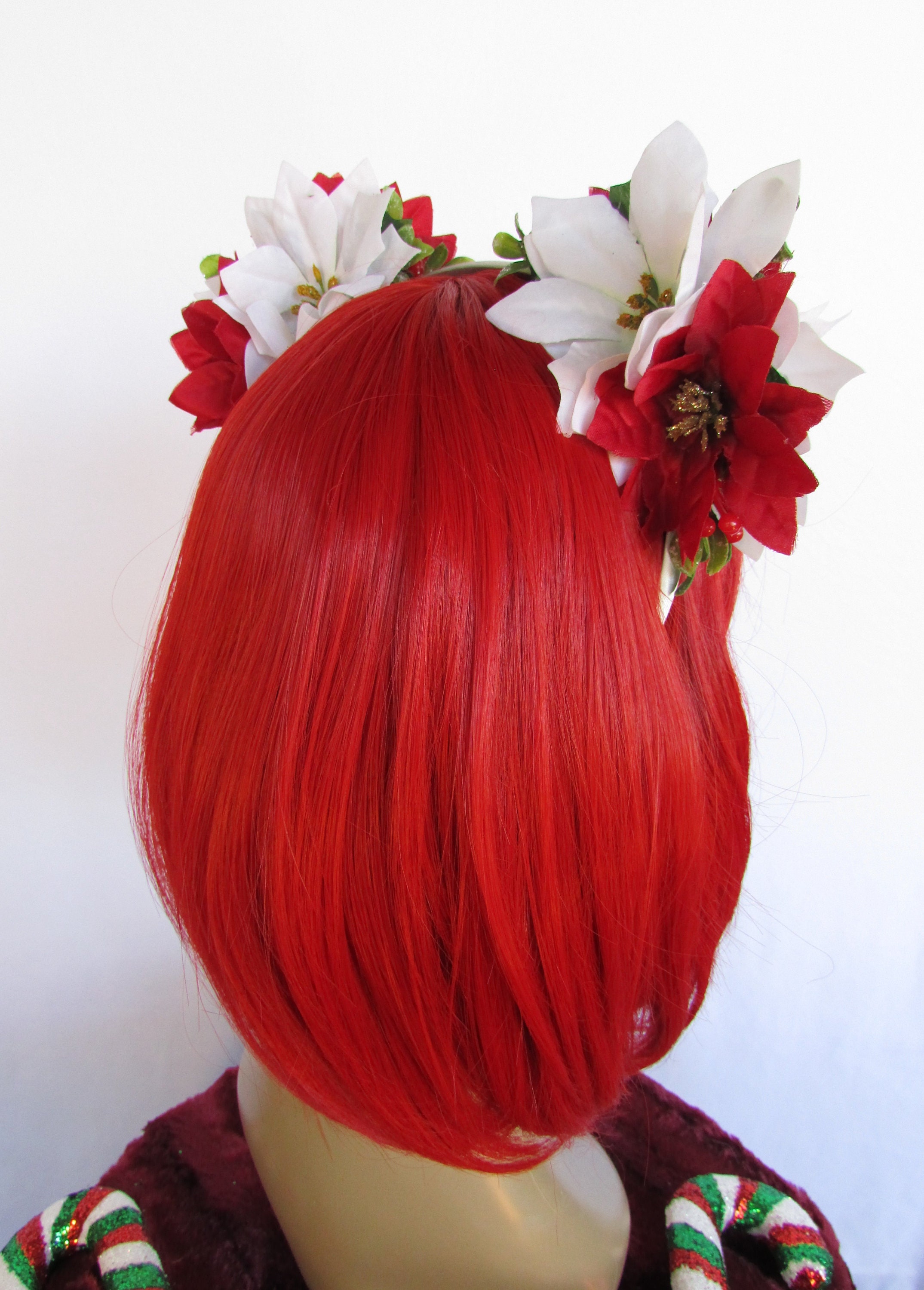 Poinsettia Headband, Christmas Flower Crown, Holiday Headband, Winter ...