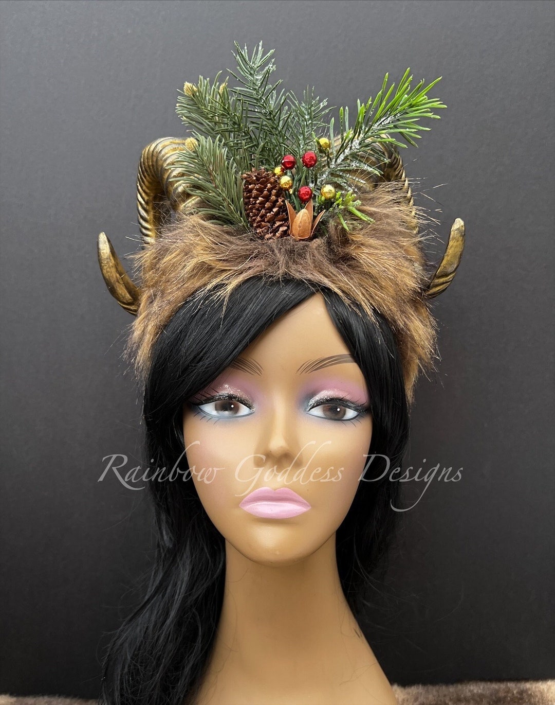 Krampus Horn Headdress, Yuletide Horns, Holiday Horns, Rams Horn ...