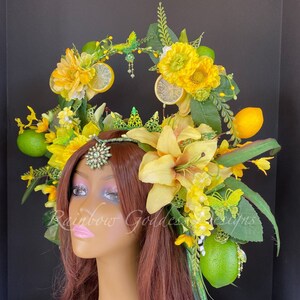 Lemon Lime Headdress, Citrus Fruit Headpiece, Summer Vibe Flower Crown ...