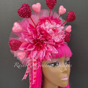 Valentines Heart Halo Flower Crown, Valentine's Day Headband, Pink ...