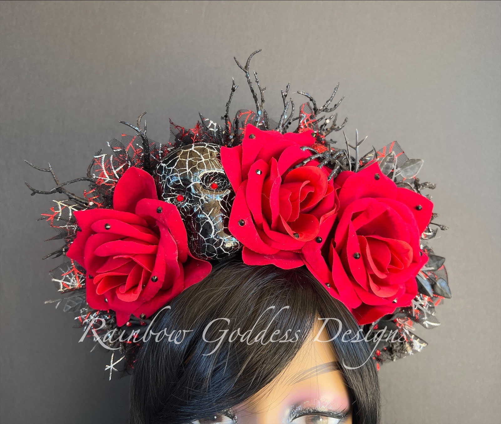 Red Halloween Accessories COSDREAMER Gothic Rose Crown Headband – Red ...