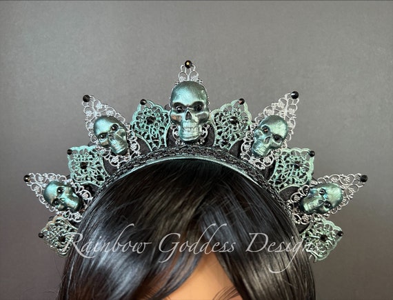 Green Gothic Crown Metal Crown Gothic Tiara Filigree Crown - Etsy